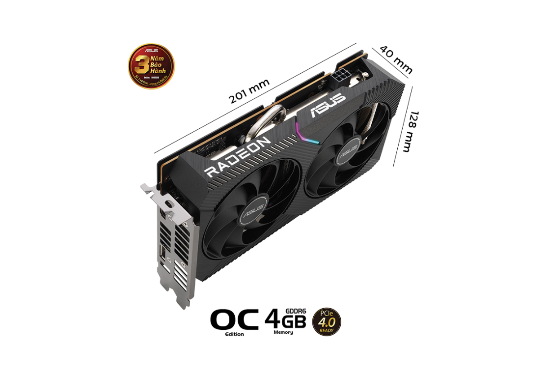 Card màn hình ASUS Dual Radeon™ RX 6500 XT OC Edition (DUAL-RX6500XT-O4G-V2)